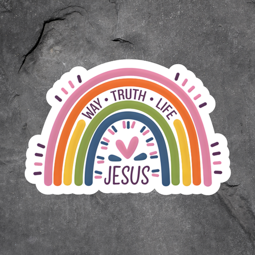 Jesus sticker vinyl decal way truth life rainbow Christian faith ...
