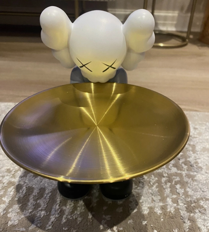 Kaws Grey figure with Gold Display Tray - Brand new | eBay UK