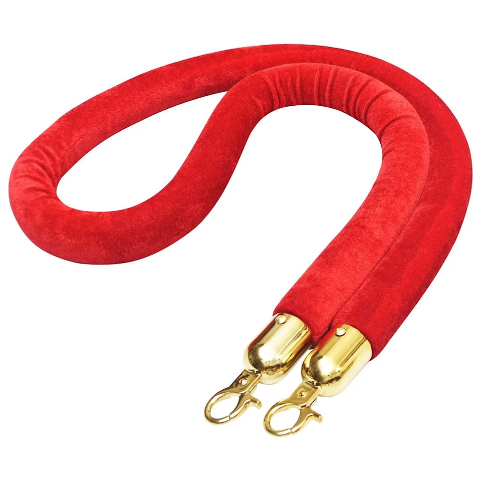 Velvet Stanchion Rope Red 1500mm Elegant Barrier Crowd Control Gold ...