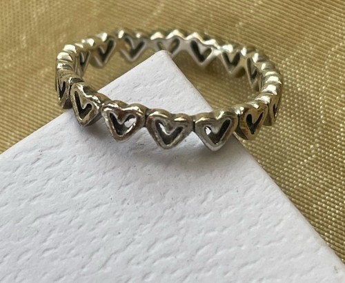 Genuine Pandora 52 Open Heart Band Stacking Ring ALE 925 Sterling ...