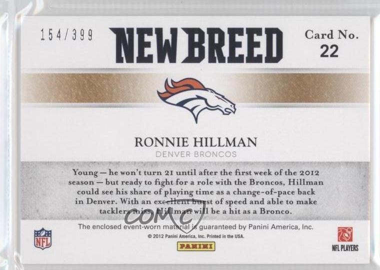 2012 Elite New Breed Jerseys /399 Ronnie Hillman #22 Rookie RC | eBay