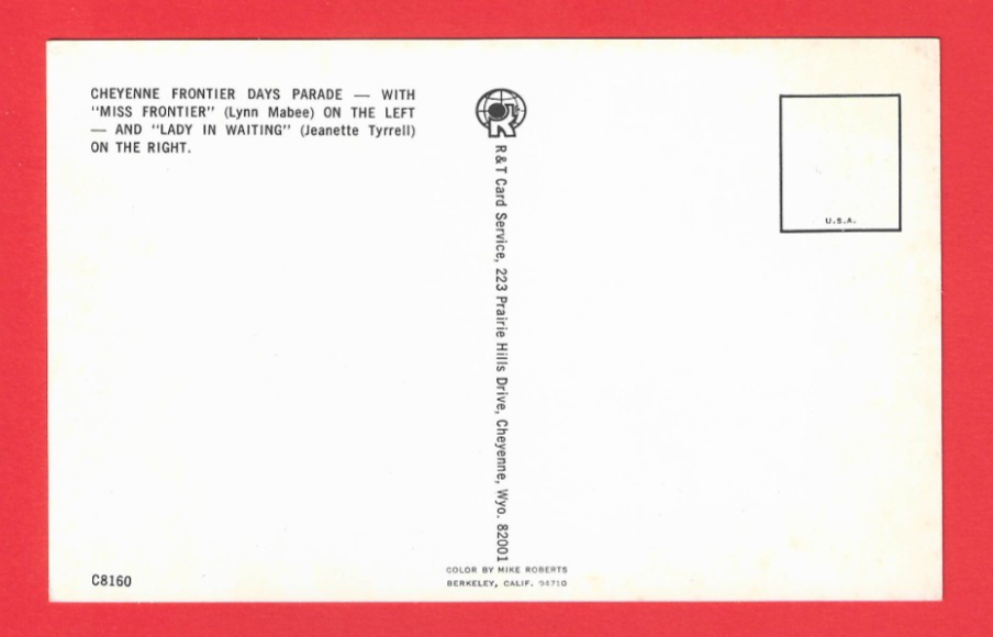 Cheyenne Wyoming FRONTIER DAYS PARADE Miss Frontier of 1957 LYNN MABEE ...