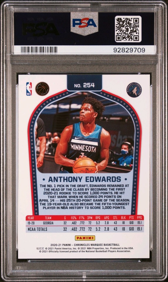 2020-21 Chronicles Anthony Edwards Marquee PSA 10 Timberwolves | eBay