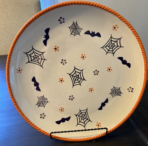 Temptations 13 inch Halloween bats and cobwebs serving dish/platter ...