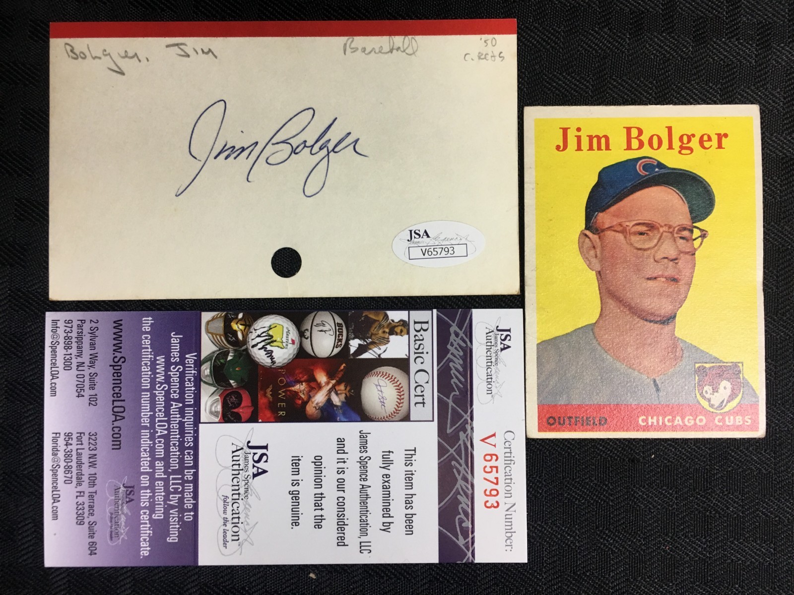 1950-59 HAND SIGNED MLB CINCINNATI REDS/PHILLIES *JIM BOLGER* JSA/COA ...