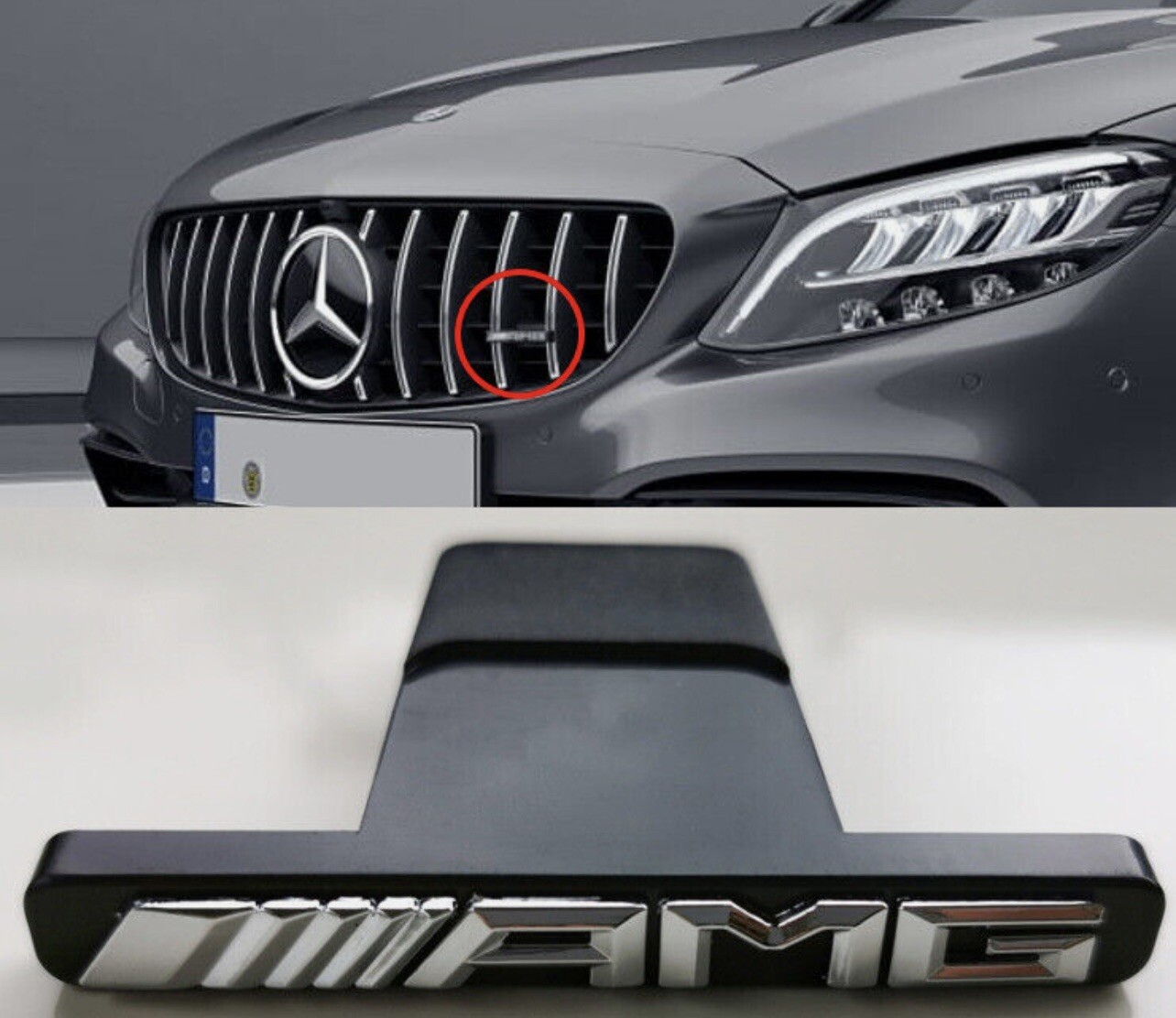 AMG Emblem Kühlergrill chrom schwarz vorne Grill