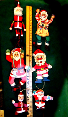 Vintage JUMP JACK SANTA CLAUS CHRISTMAS TOY ORNAMENTS Lot of 6 | eBay