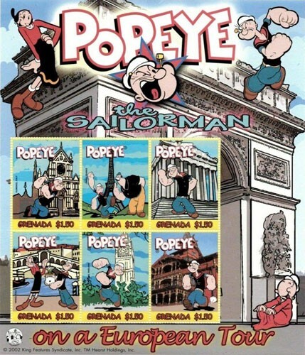 Grenada 2002 - Popeye Sailorman European Tour - Sheet of 6 Stamps Scott ...