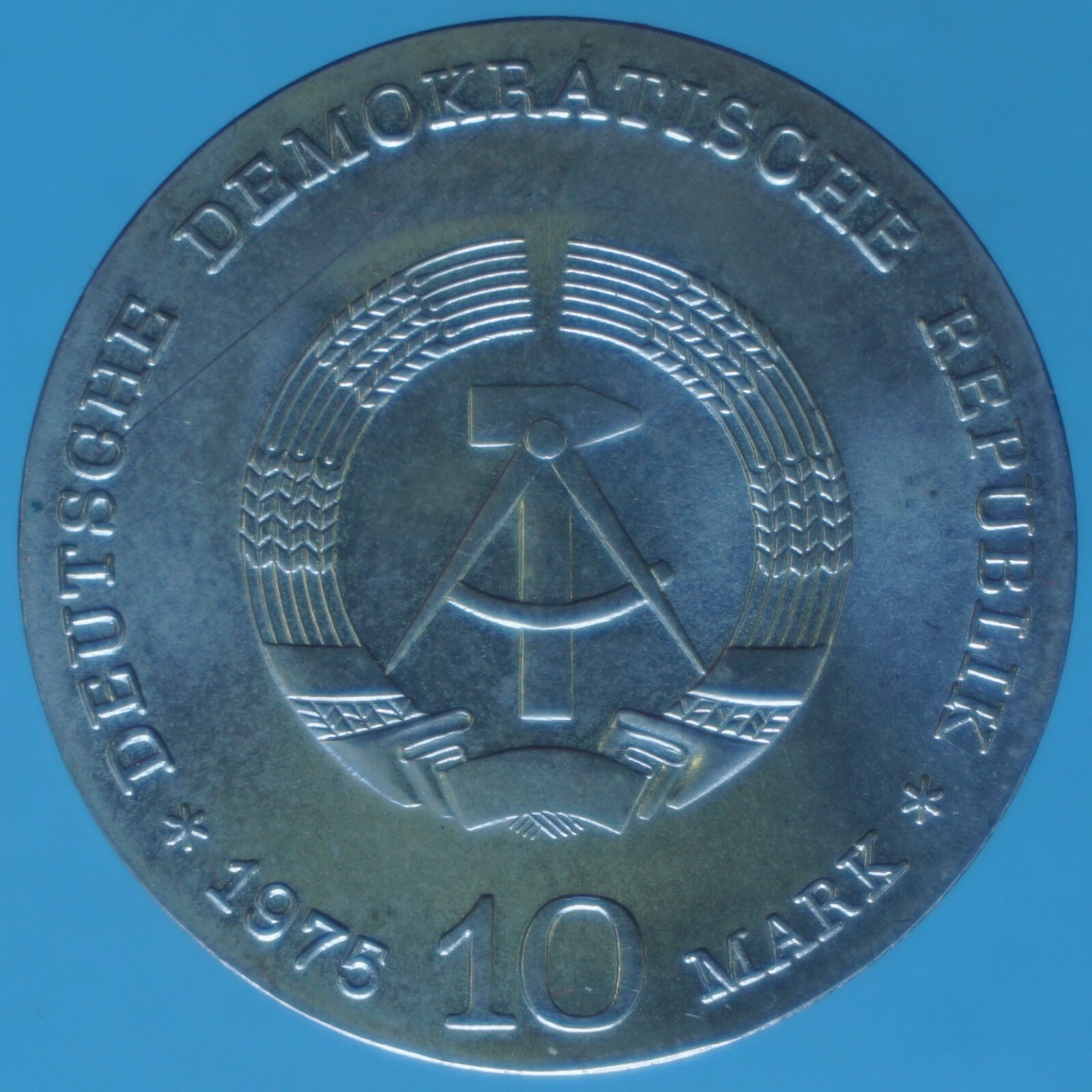 D.D.R. 10 MARCHI 1975 ALBERT SCHWEITZER ARGENTO SILVER MONETA COIN ...