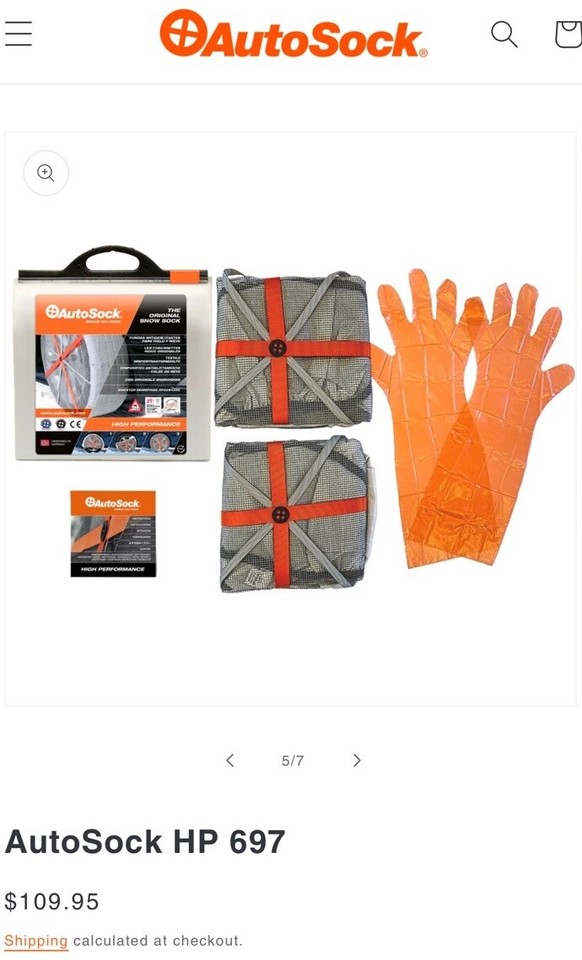 AUTOSOCK - Snow Socks for Car, SUV, & Pickup Trucks (#697) NEW IN ...