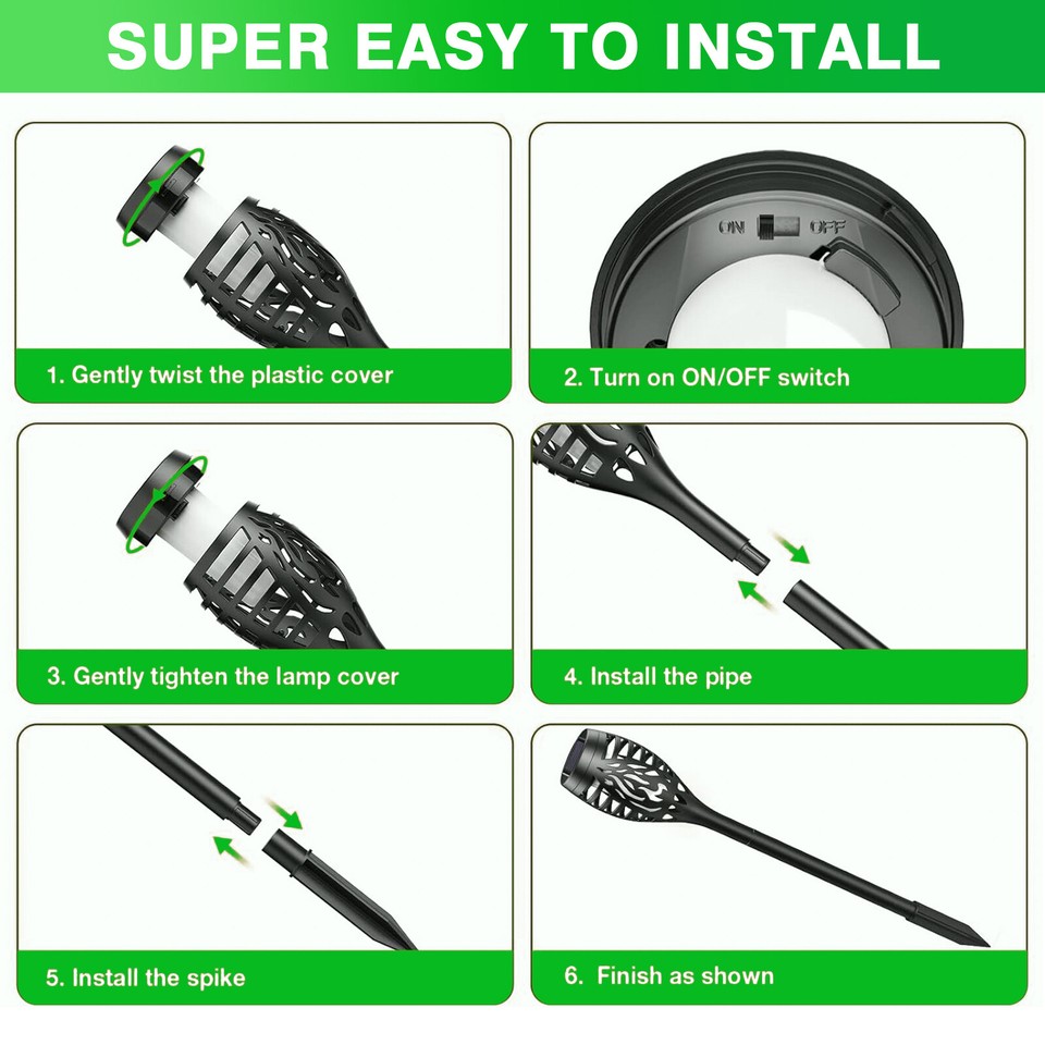 Solar Lights Outdoor with Flickering Flame Solar Torch Light Solar ...