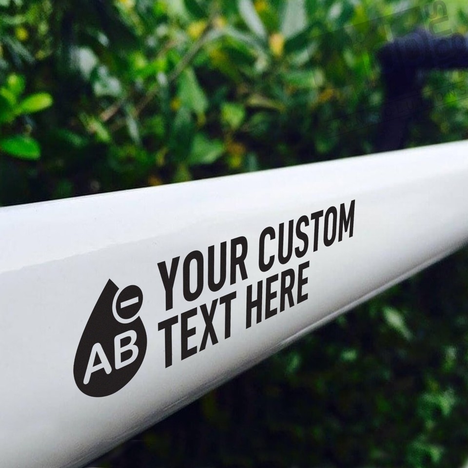 x2 PERSONALISED BLOOD TYPE BIKE FRAME NAME STICKERS VINYL DECAL CYCLE ...