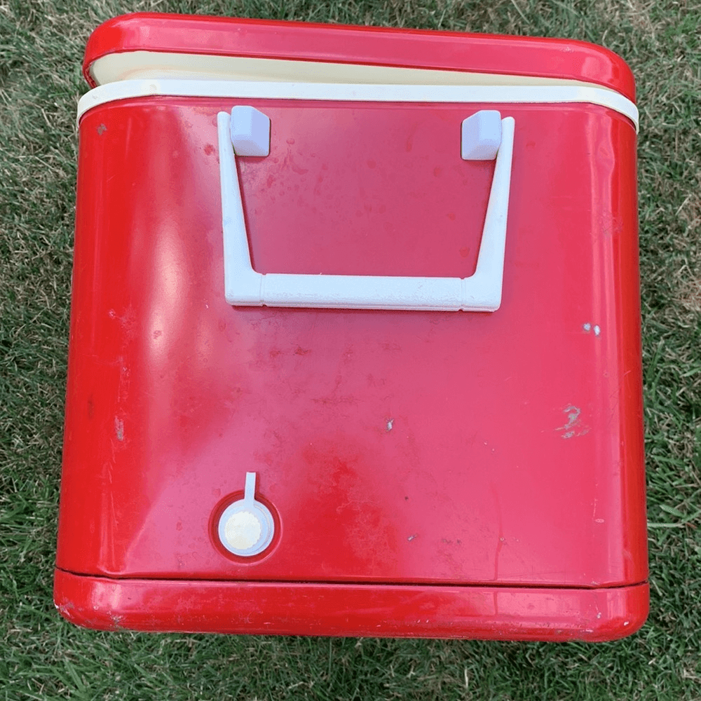 Vintage Thermos Metal Cooler Ice Chest Red and white | eBay