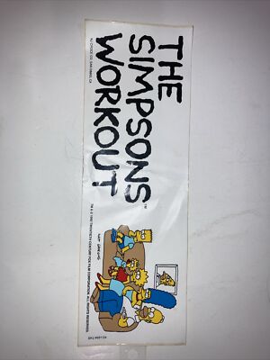 Vintage 1990 The Simpsons Workout Bumper Sticker Bart Lisa Homer Marge ...