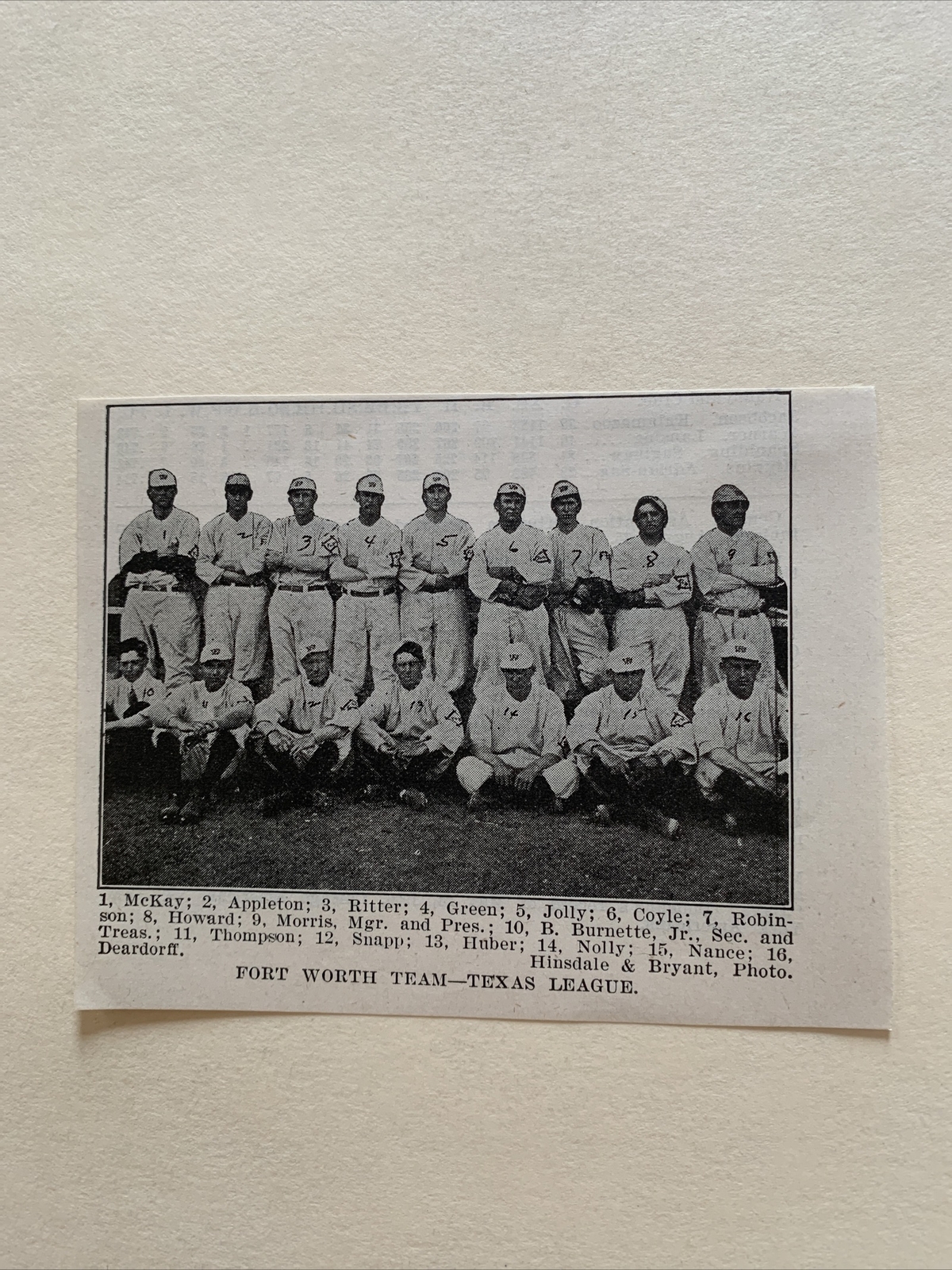 Fort Worth Panthers Texas League Kid Nance 1911 Baseball Team Picture ...