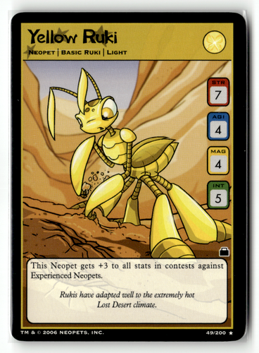 Neopets TCG - Yellow Ruki 49/200 - RARE - Travels in Neopia 2006 | eBay