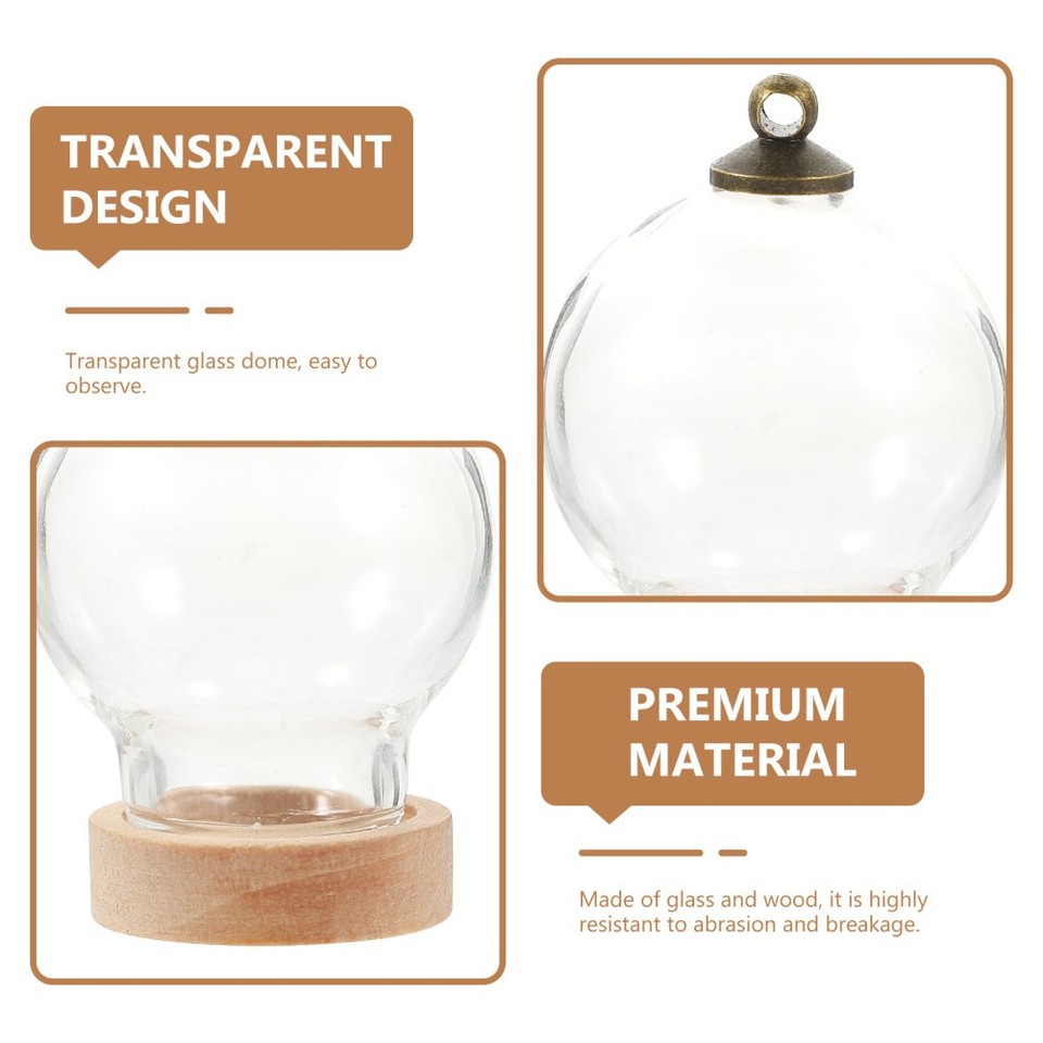 3 Pcs Small Clear Glass Dome Display Cases Miniature Cloche Bell Jar ...