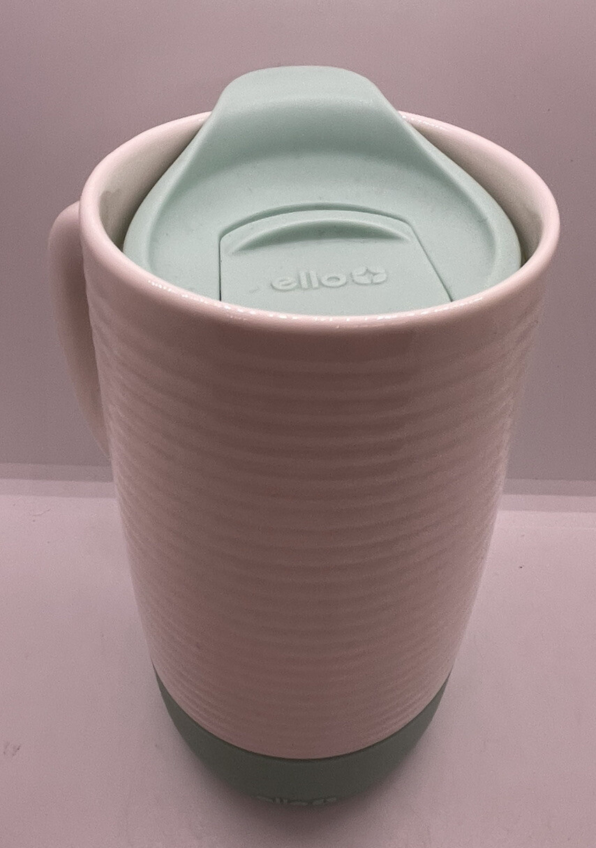 Ello Ceramic Travel Mug Aqua White Jane Style with Slider Lid Turquoise ...