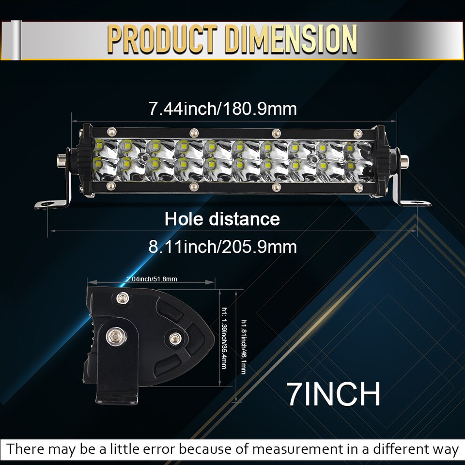 7 INCH 400W Led Light Bar Super Bright Dual Row Spot Beam Pickup Truck ...