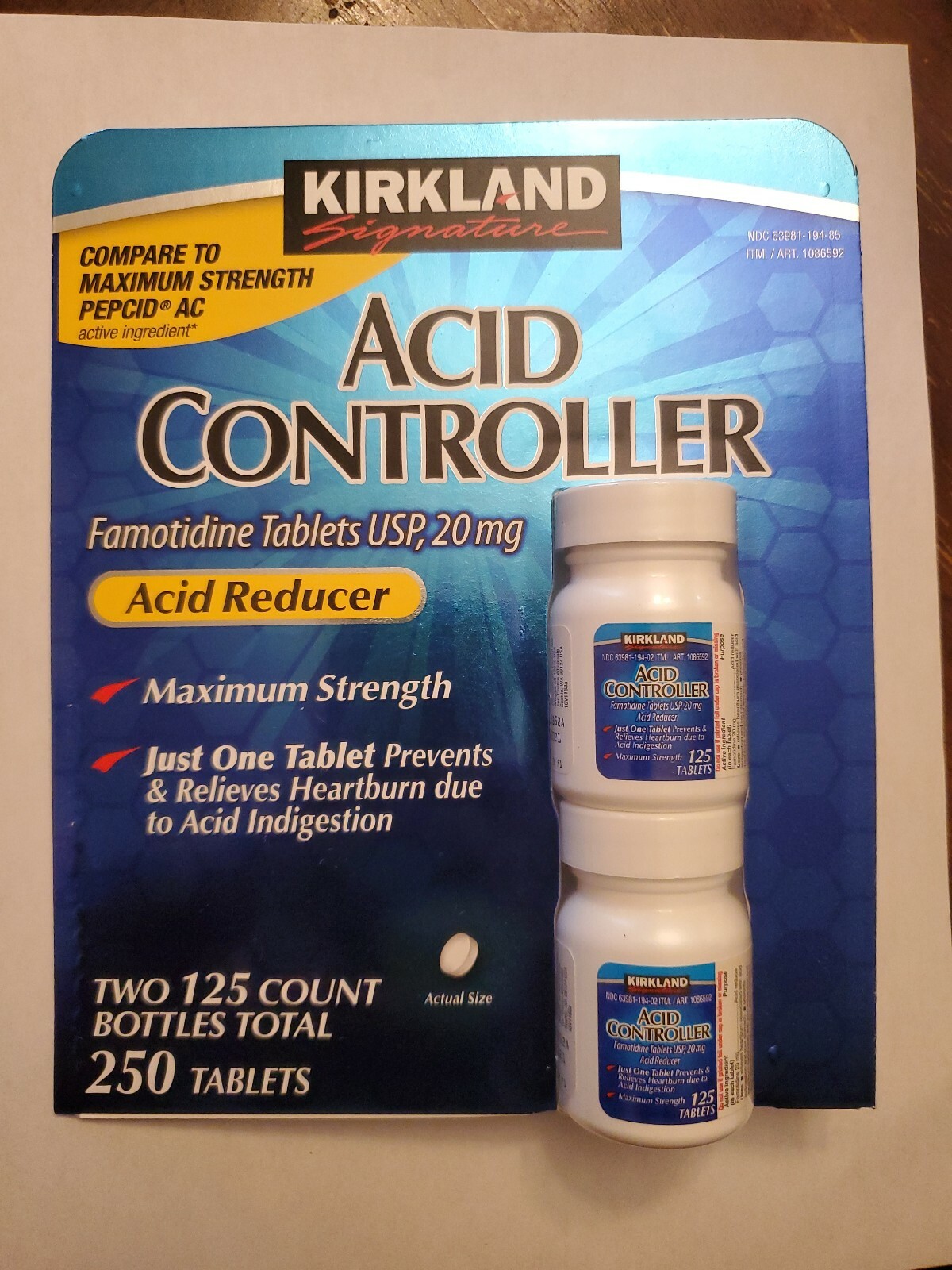 Kirkland Maximum Strength Acid Controller Famotidine20mg125 Tablets x ...
