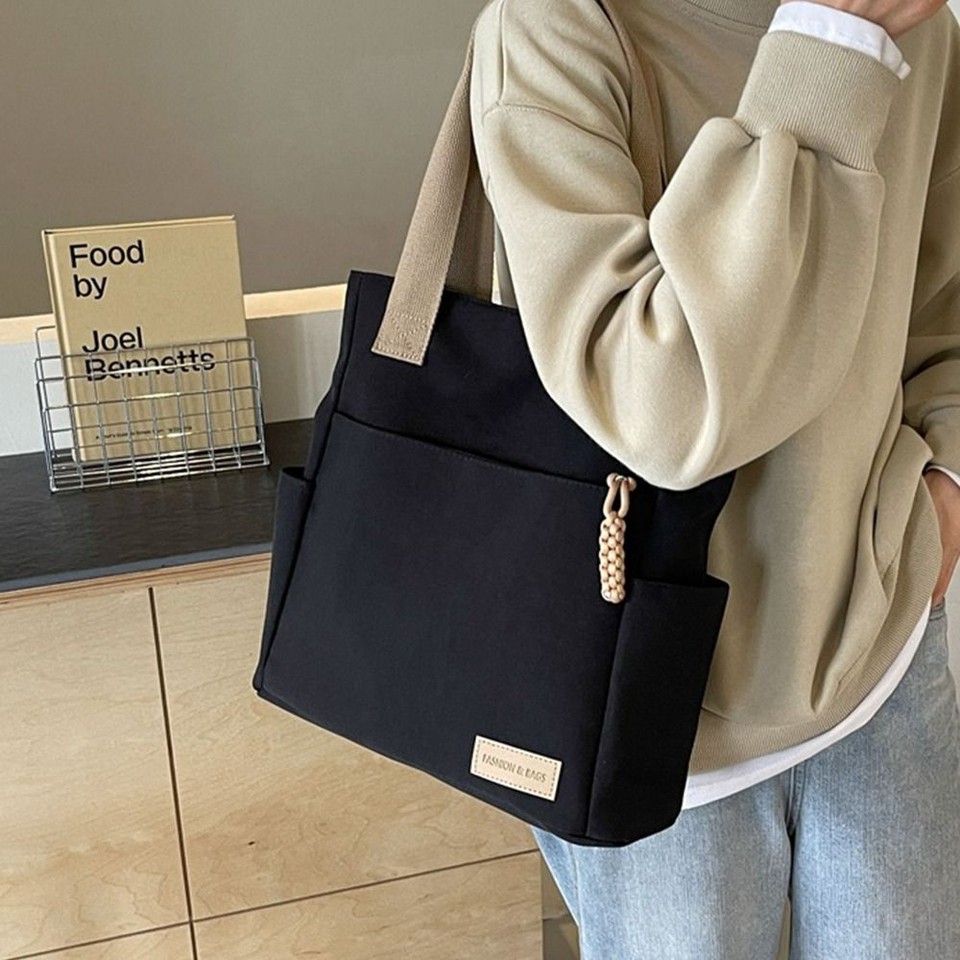 Waterproof Lightweight Canvas Bag Solid Color Tote Bags | eBay