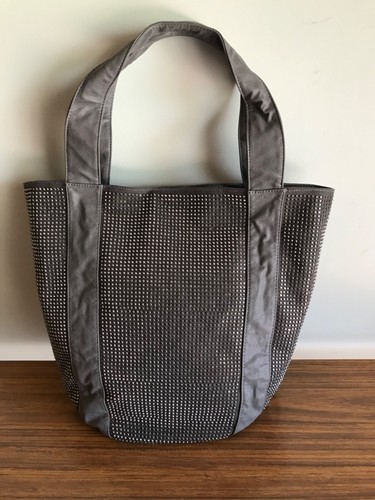 ISADORA Glamorous Grey/Silver Beaded Women’s Shoulder Tote Handbag ...