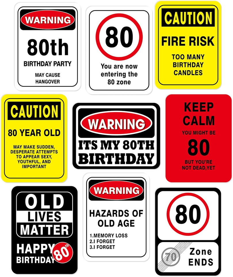 80Th Birthday Decorations - 9 Pcs 80S Old Zone Party Decorations, Funny ...