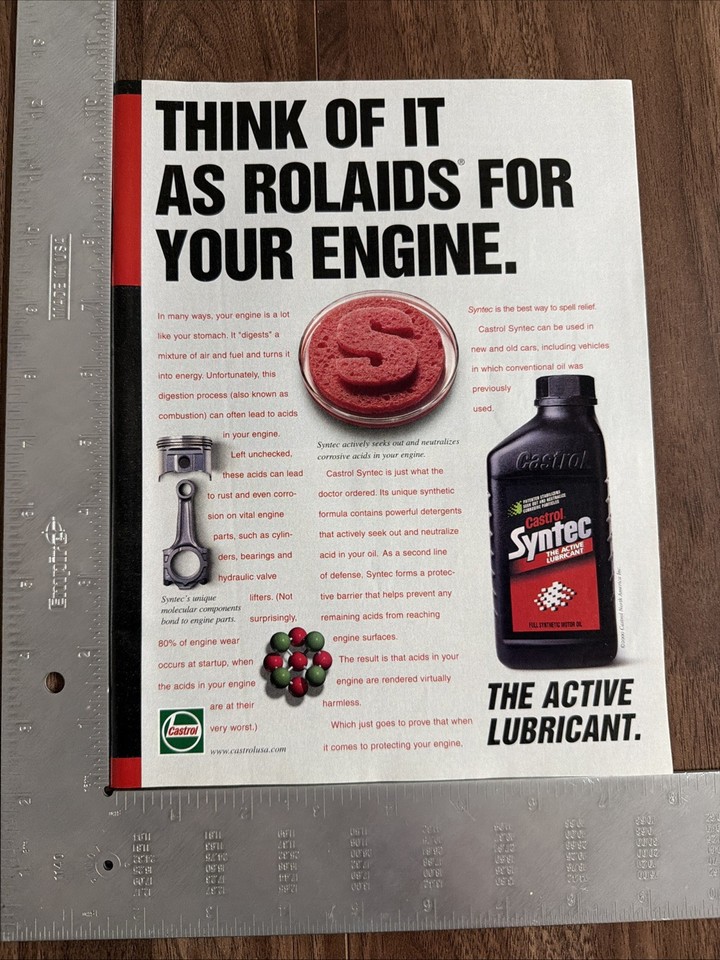 Castrol Syntec Motor Oil Print Ad Rolaids For Your Engine Car ...