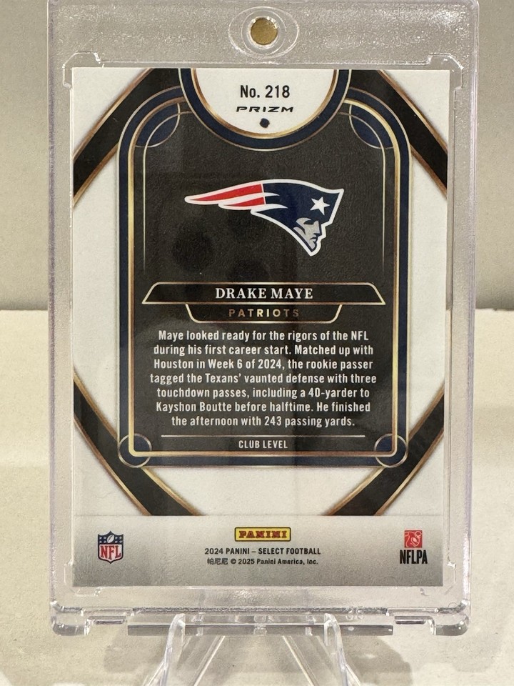 2024 Panini Select - Club Level Drake Maye #218 Red & Yellow Shock ...