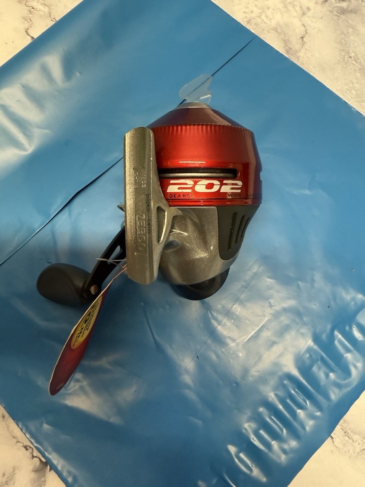 NEW Zebco 202 Spin Cast Fishing Reel Dark Red Classic w/ 10lb Line ...