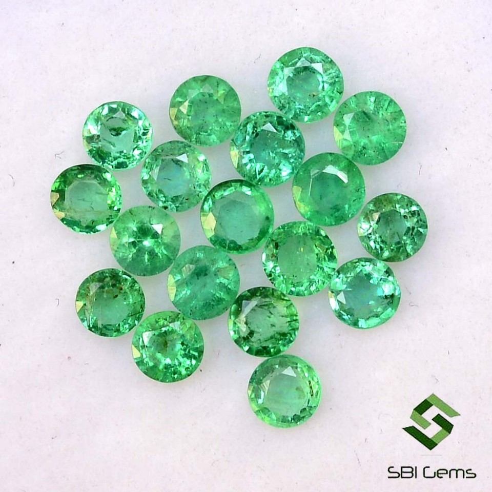 1.95 Cts Natural Emerald Round Cut 3 mm Lot 18 Pcs Untreated Loose ...
