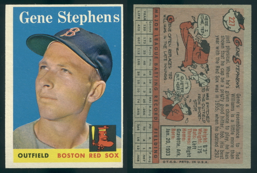 (47718) 1958 Topps 227 Gene Stephens Red Sox-NM | eBay