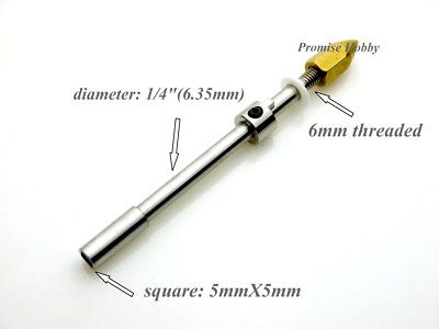 6.35mm (1/4") Prop Shaft for Square End Flex Cable w/ Prop nut Drive ...
