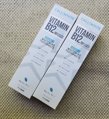 2 NEW Cali White Vegan Whitening Toothpaste with Vitamin B12 Organic ...