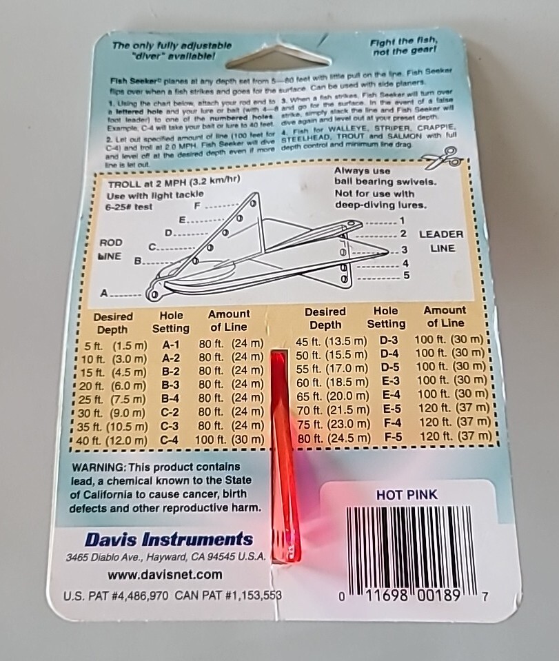 Davis 511 Fish Seeker Trolling Plane - Hot Pink Free Shipping | eBay