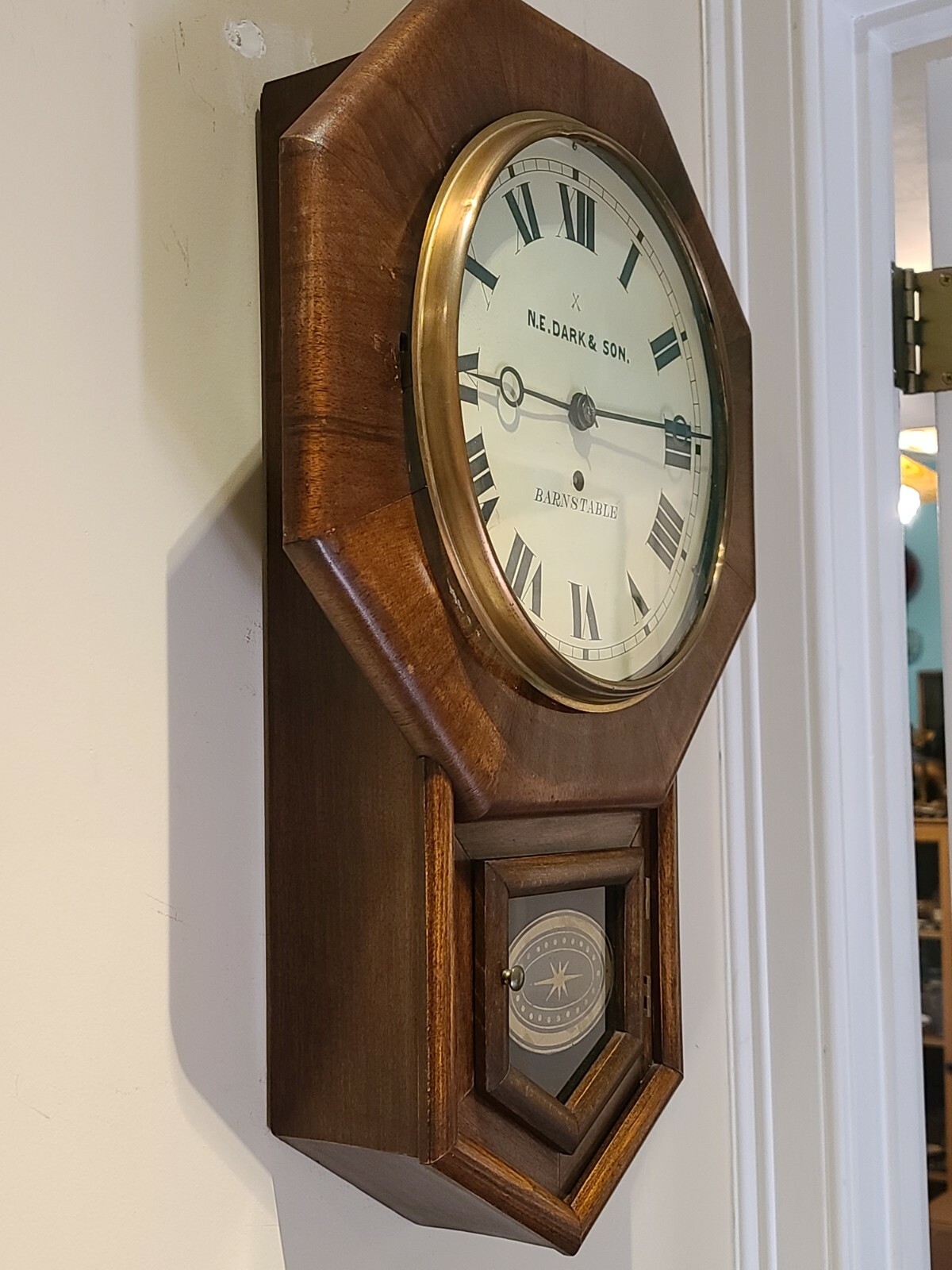 Antique HAC Hamburg Clock Co. Germany Octagon Drop School House ...