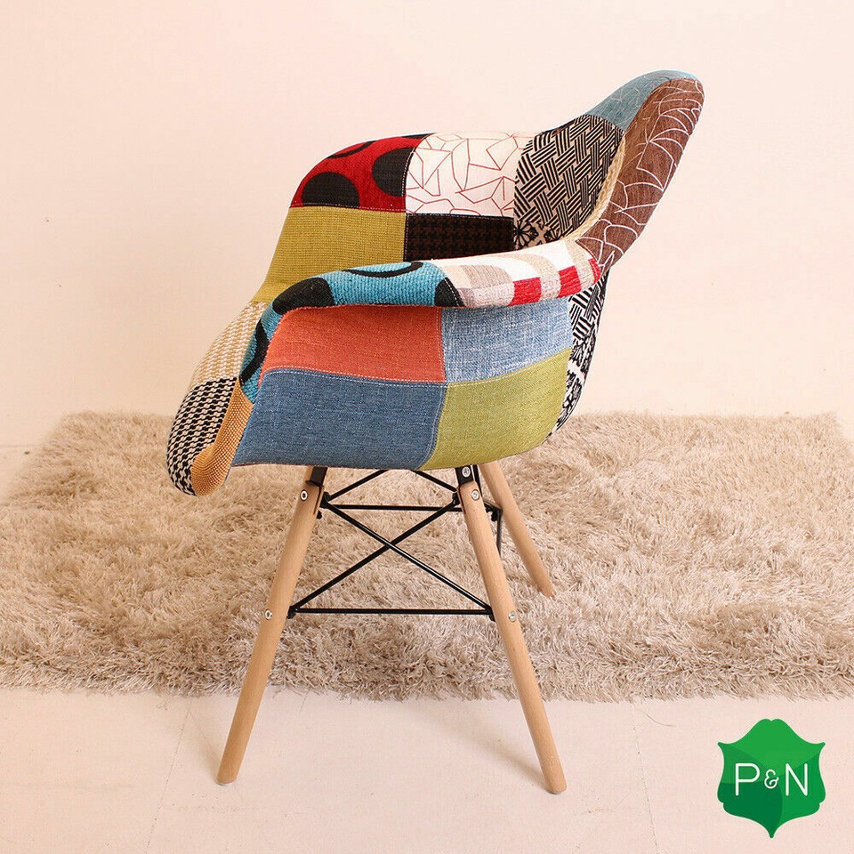Patchwork Dining Chair Sloane Harper Lounge Chair Scandinavian Retro Armchair | eBay UK
