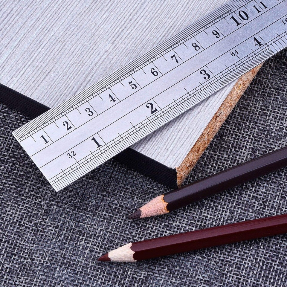 Ruler Metal Stainless Steel Straight Edge Measuring Tool 6/8/12/16" Set ...