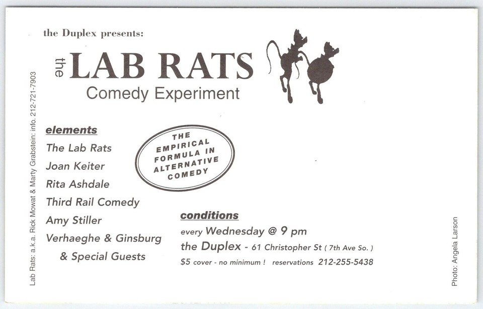 The Lab Rats Comedy Experiment Vintage Postcard Duplex NYC | eBay