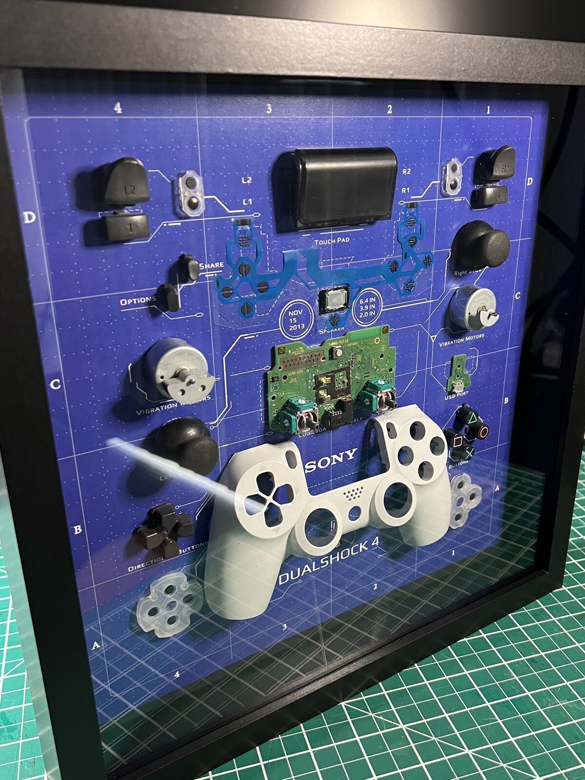 Sony PlayStation DualShock 4 Controller Teardown in shadow box display ...
