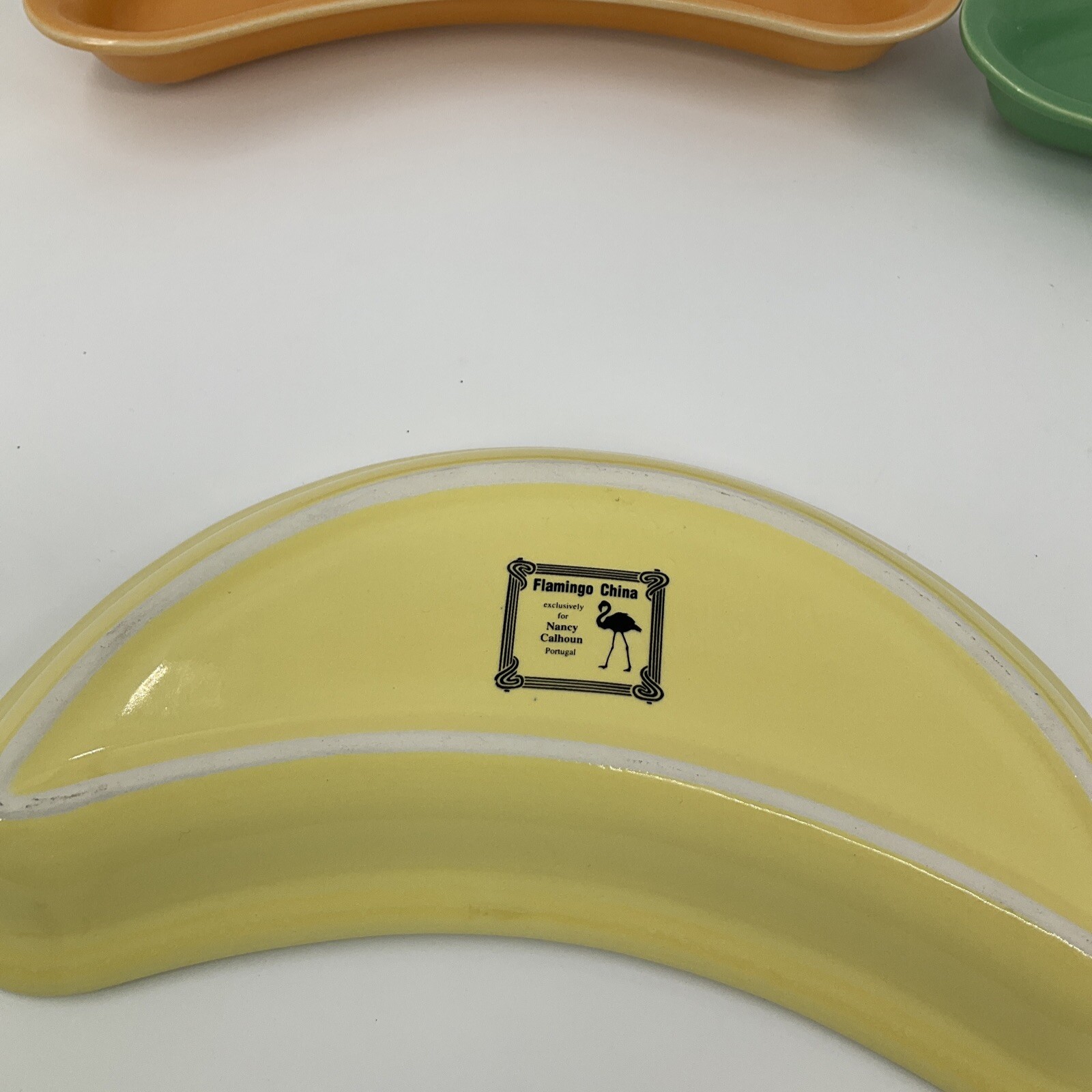 Nancy Calhoun Flamingo China Stoneware Cresent Salad Plate Dish ...