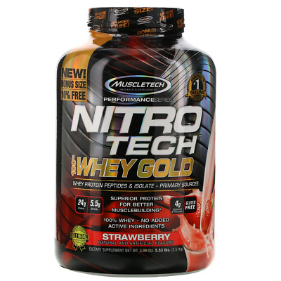 MuscleTech, Nitro-Tech® 100% Whey Gold, Strawberry Shortcake, 5.03 lbs ...