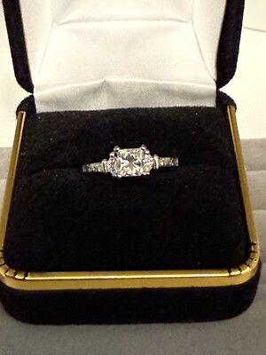 1.10 total cwt Natural Princess Diamond Platinum Engagement Ring.EGL ...