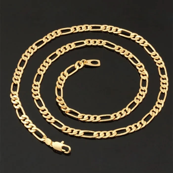 Genuine 18K Yellow Gold Filled Italian Figaro Chain Necklace, Many ...