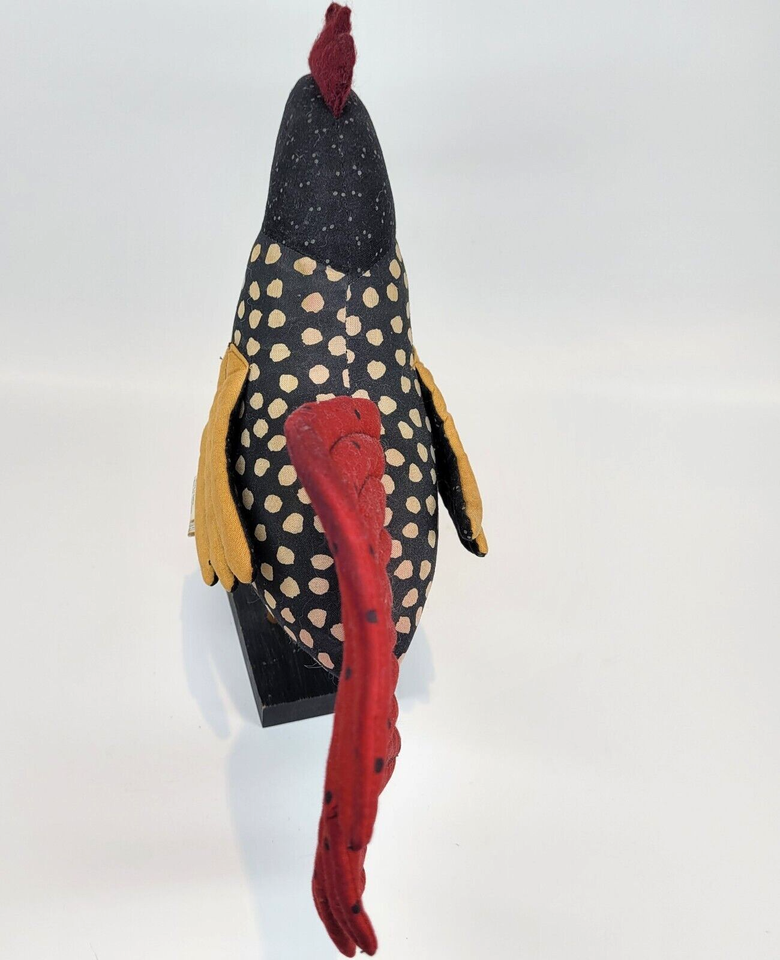 1997 Hallmark Fabric Quilted Stuffed Rooster With Black Wooden Base 11 ...