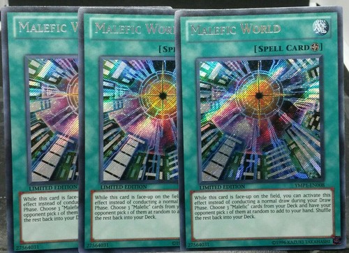 3x Malefic World SECRET RARE x3 Yugioh YMP1-EN008 Movie Pack Playset ...