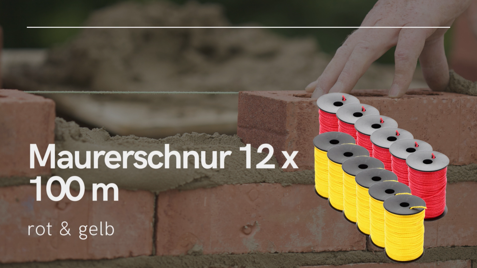 12x 100m 2mm Maurerschnur gelb rot Pflaster Verlege Lot Bau Schnur ...