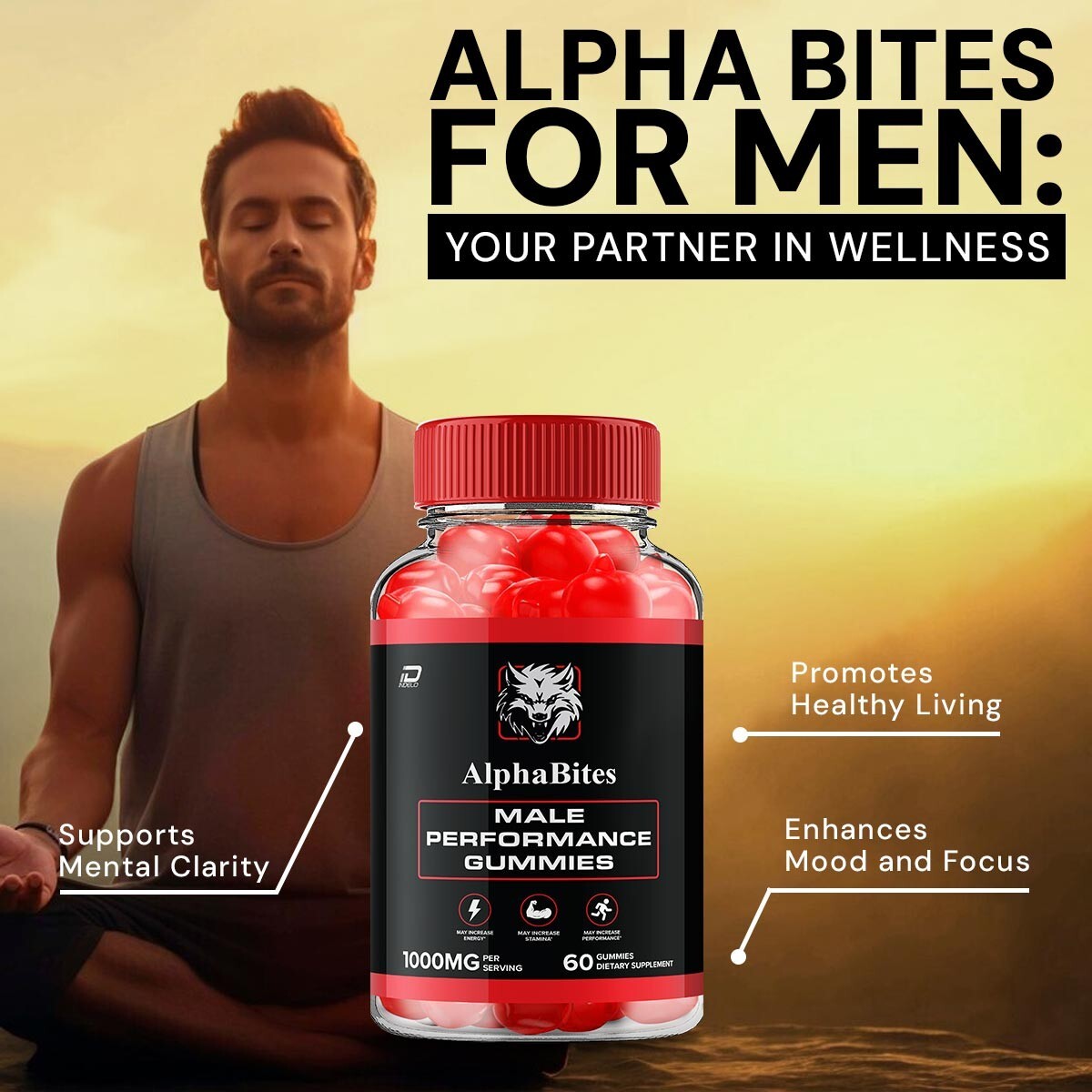 (2 Pack) AlphaBites for Men Gummies – Alpha Bites Support for Muscle ...