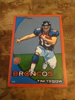 Football Art Card Print of Tim Tebow Rookie card, Limited edition of ...