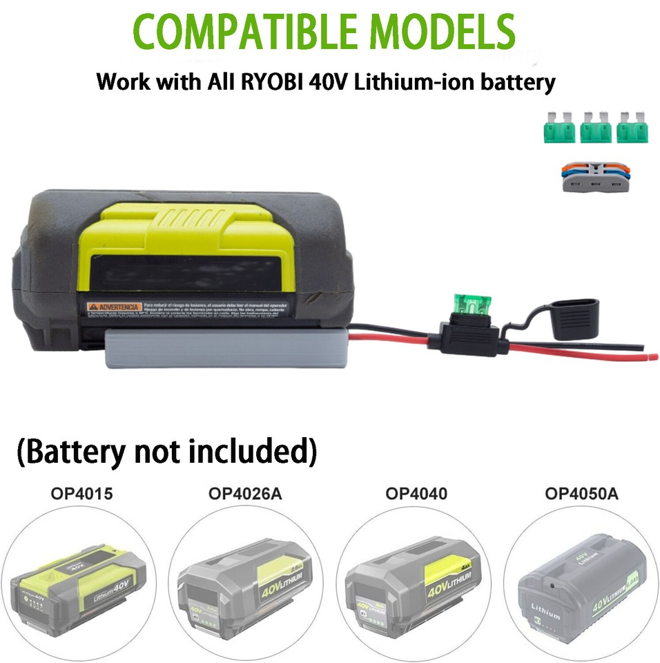 For Ryobi 40V Li-Ion Battery Output Adapter DIY Power Wheels Converter ...